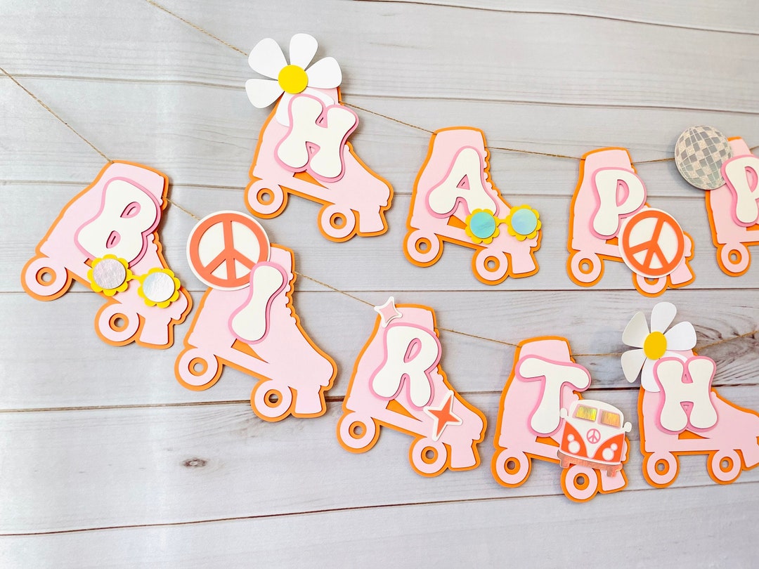 Roller Skate Banner, Groovy Birthday, Groovy Decor - Etsy