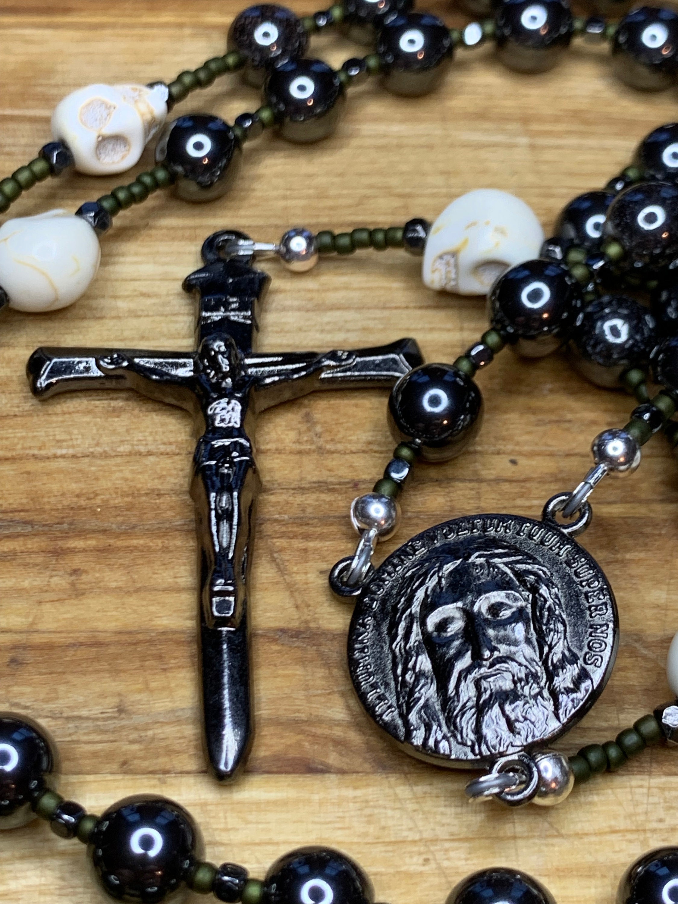 Hematite Memento Mori Holy Face of Jesus Gun Metal Finish Traditional ...