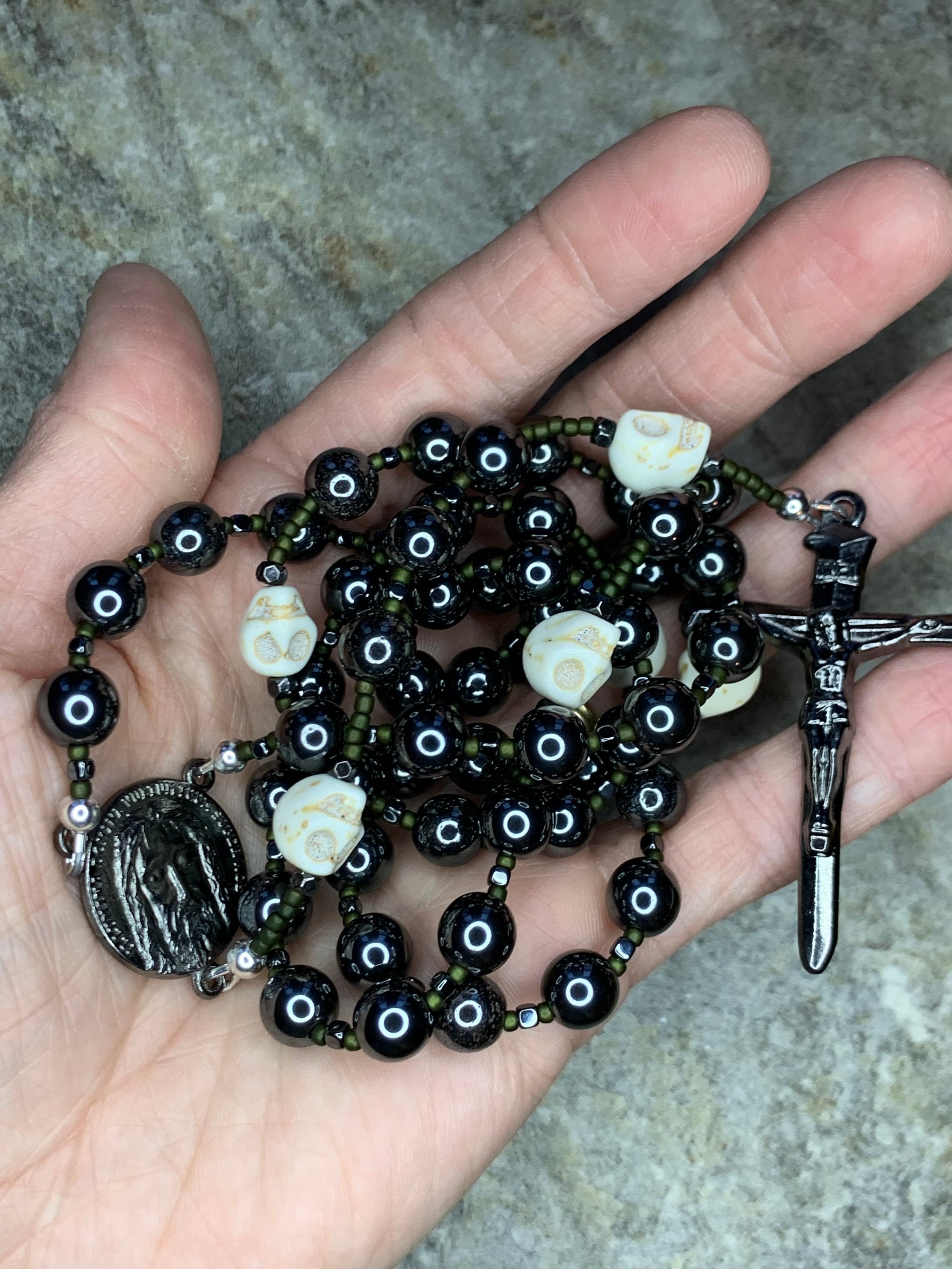 Hematite Memento Mori Holy Face of Jesus Gun Metal Finish Traditional ...