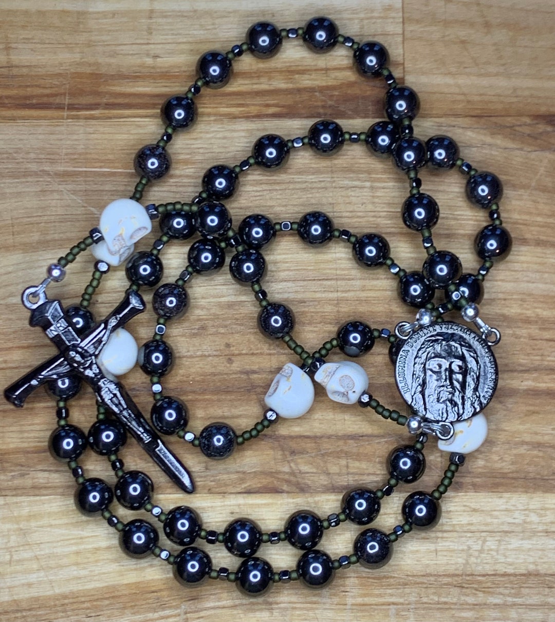 Hematite Memento Mori Holy Face of Jesus Gun Metal Finish Traditional ...