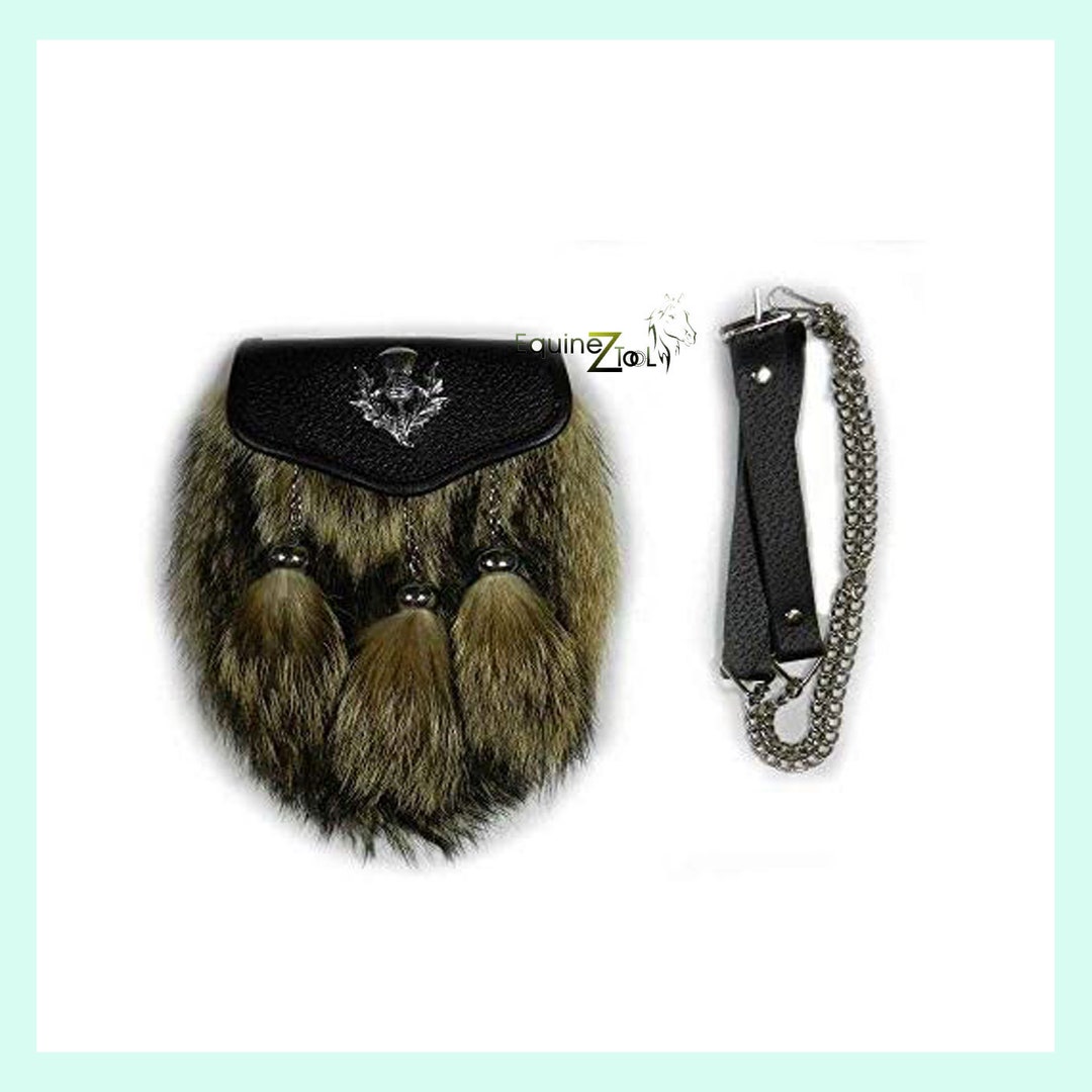 Coyote Fur Kilt Sporran for Men, Belt Pouch With Removed Chain, Kilt ...
