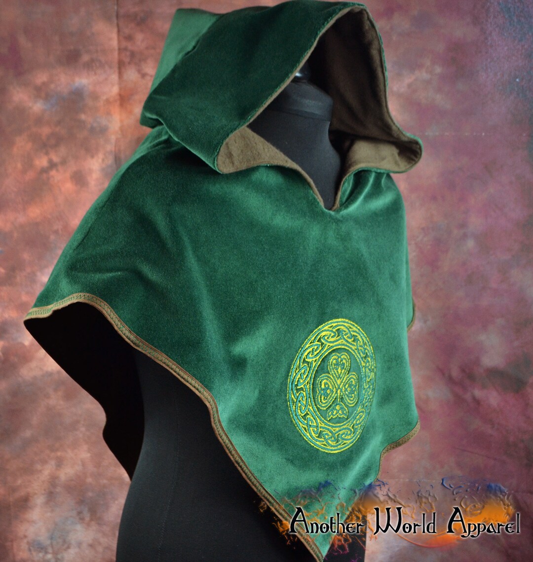 Green Velvet Viking Style Hood With Shamrock Celtic Design - Etsy