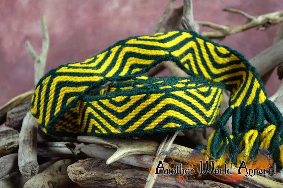 Green and Yellow Triangular Wave Tablet Woven Belt Viking LARP Medieval ...