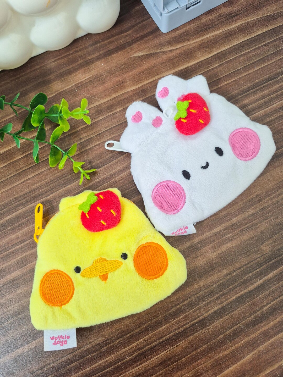 Wuukie and Soya Cute Plush Animal Zipper Pouch, Kawaii Coin Purse, Soft ...