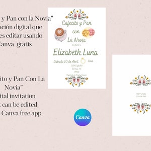 Bridal Shower Invitation Spanish Digital Template-cafecito Y Pan Con La ...
