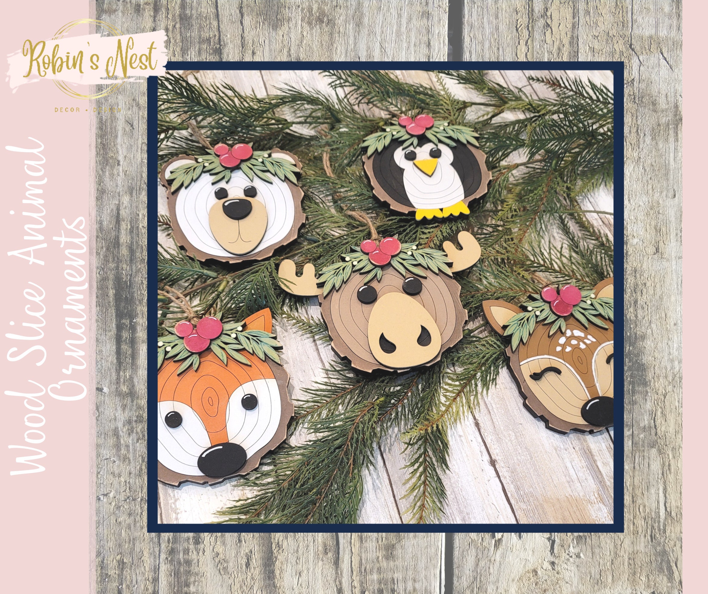 Wood Slice Animal Ornaments | DIY Christmas Ornaments | Faux Wood Slice ...