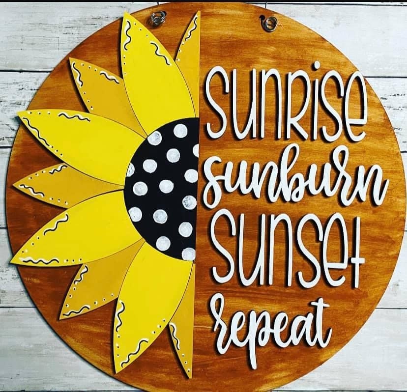 Sunrise Sunburn Sunset Repeat Round Sign, Door Sign, Wall Hanging BLANK ...