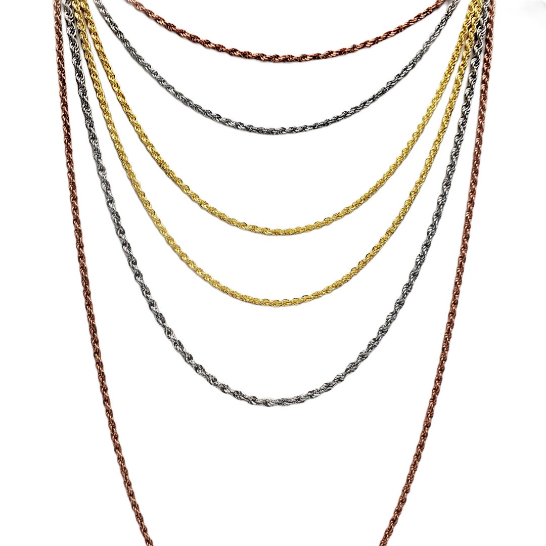 Seil Kette Vermeil 34 cm, 40 cm, 45 cm, 50 cm, 65 cm Choker oder ...
