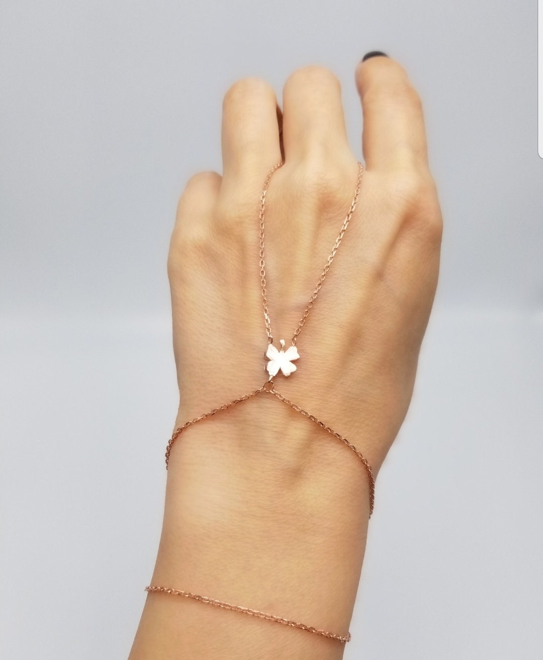 Cloverleaf Bracelet Adjustable Hand Chain| 925 Sterling Silver - Etsy