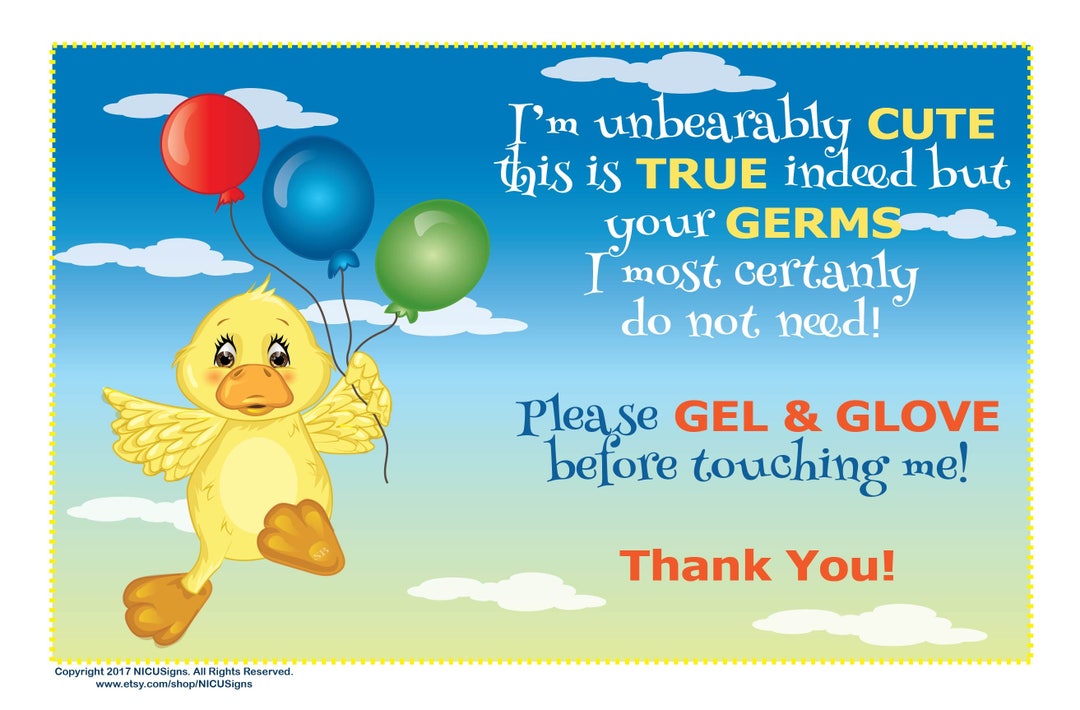 2 PRINTABLE Signs, DIGITAL DOWNLOAD, Preemie, Newborn, Isolette Sign ...