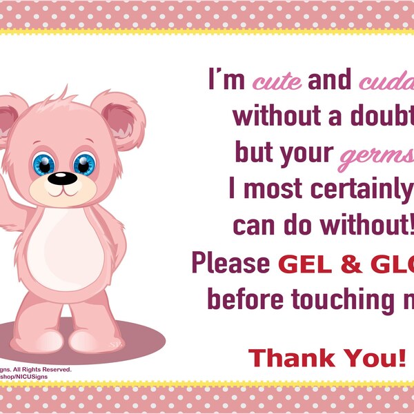 2 PRINTABLE Signs, DIGITAL DOWNLOAD, Preemie, Newborn, Isolette Sign ...