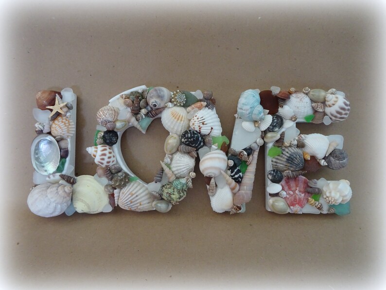 Seashell and Sea Glass LOVE Sign - Etsy