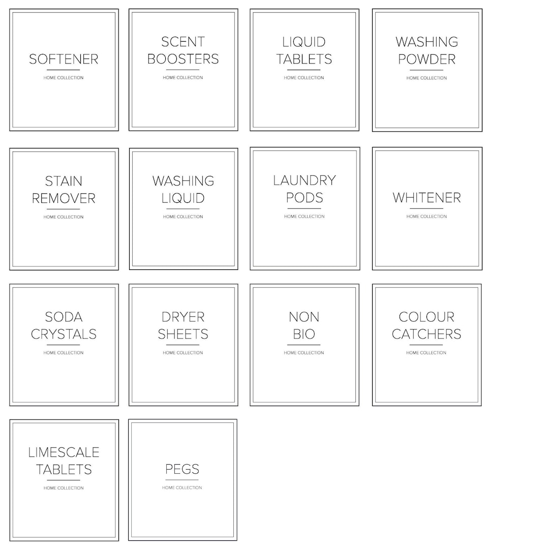 White Laundry Labels Bundle Waterproof Home Collection Softener, Scent ...
