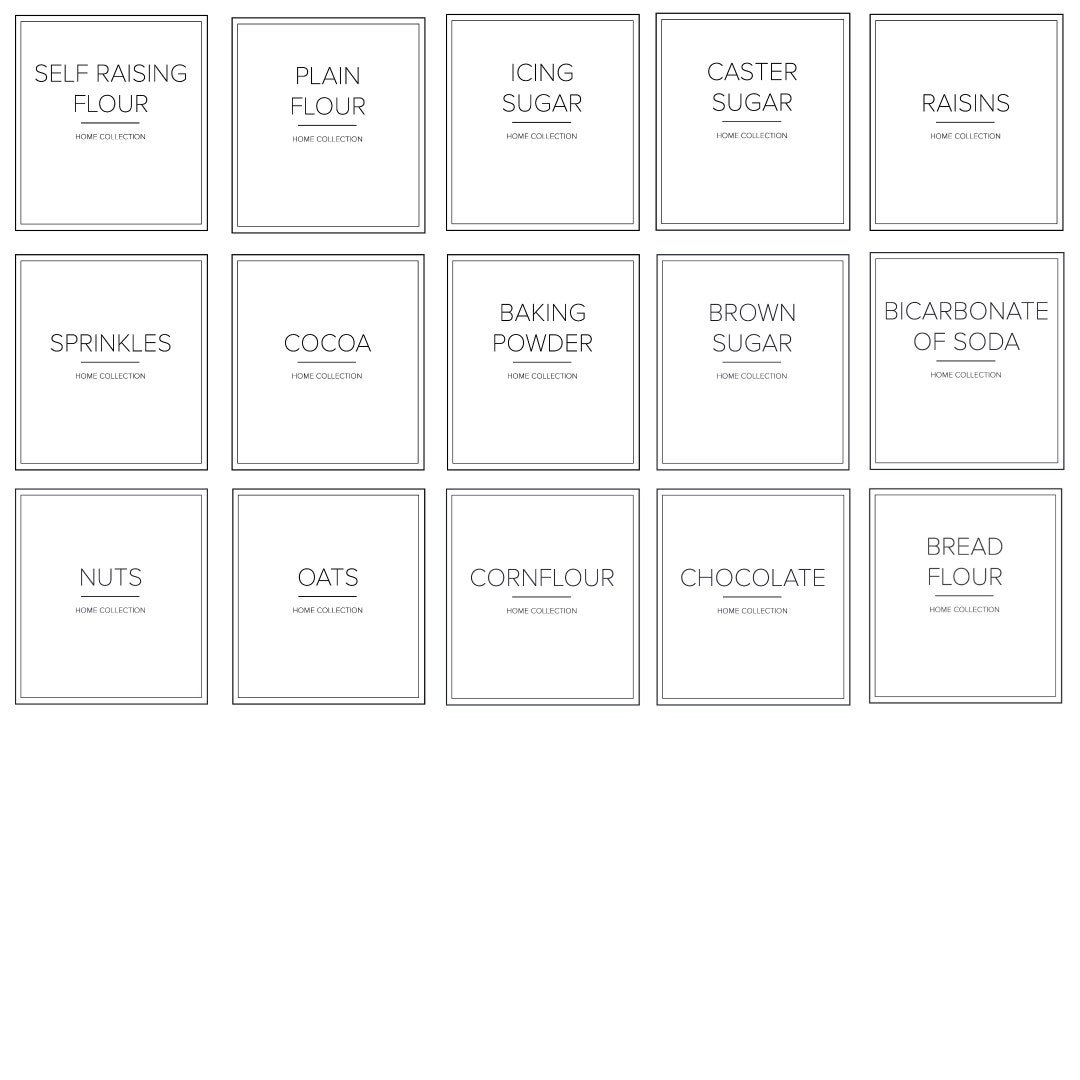 White Baking Labels Bundle Plain Flour Icing Sugar Kitchen Labels Food ...