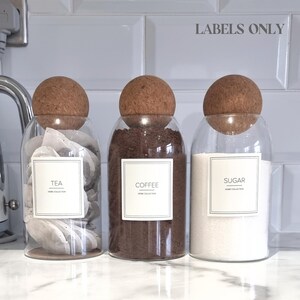 Tea Coffee Sugar Labels Bundle, Waterproof & Oil Resistant Kitchen Jar ...