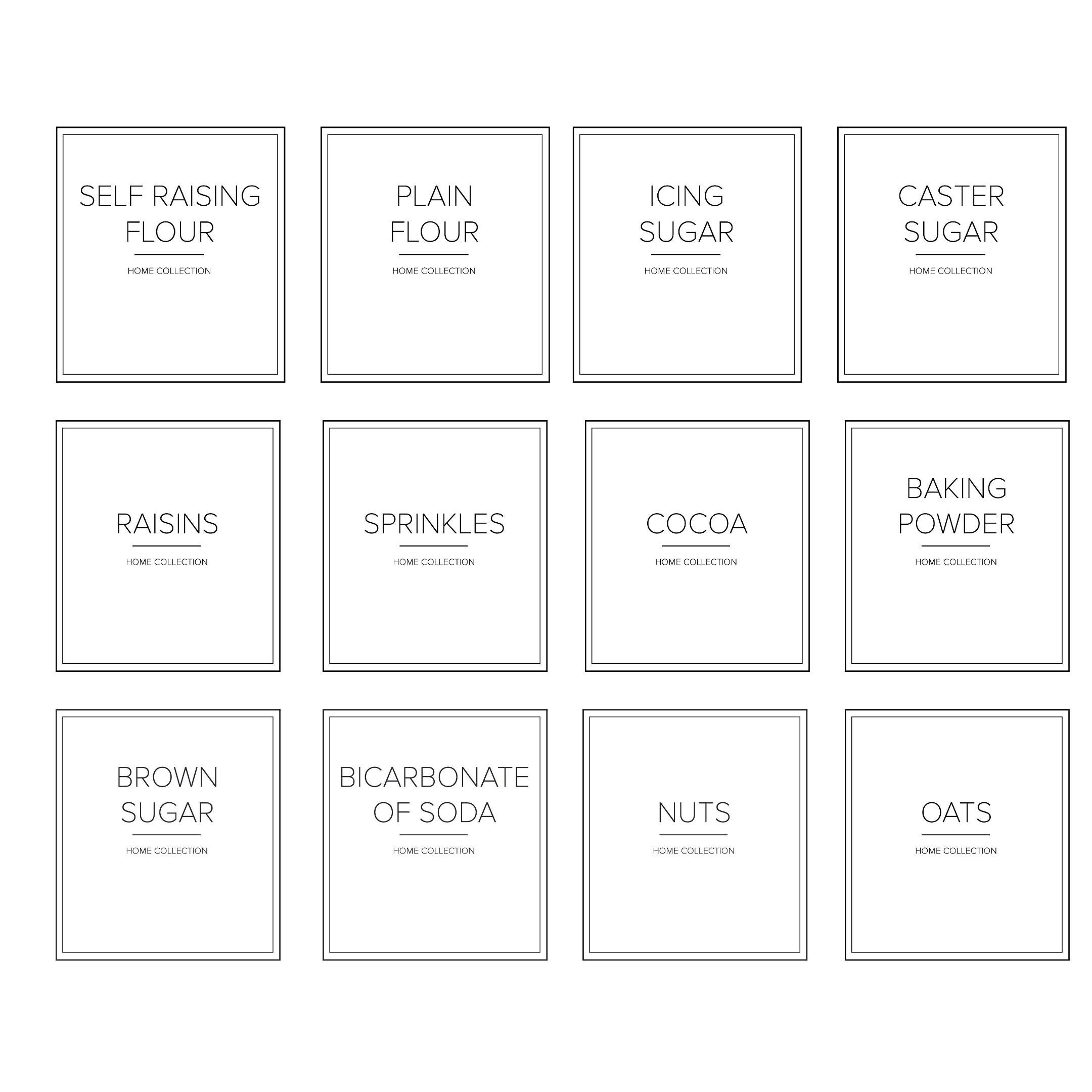 White Baking Labels Bundle Plain Flour Icing Sugar Kitchen - Etsy