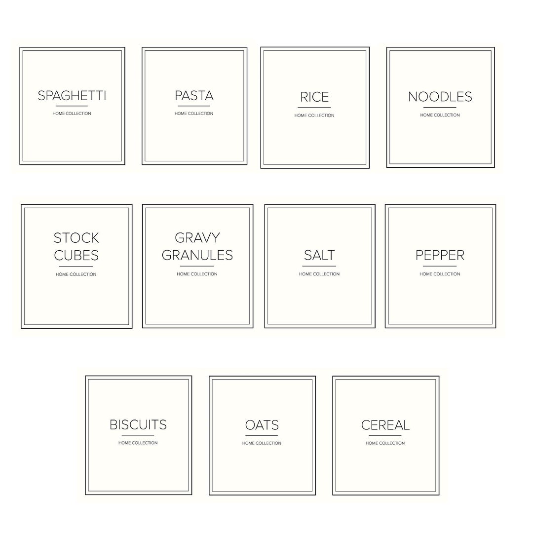Cream Pantry Labels Waterproof Storage Jar Labels, Pasta, Rice, Oats ...