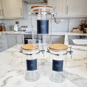 Tea Coffee Sugar Labels Bundle, Waterproof & Oil Resistant Kitchen Jar ...