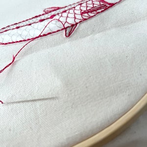 Hand Embroidered Red Sardine Fish Extra Large Canvas Tote Bag ...