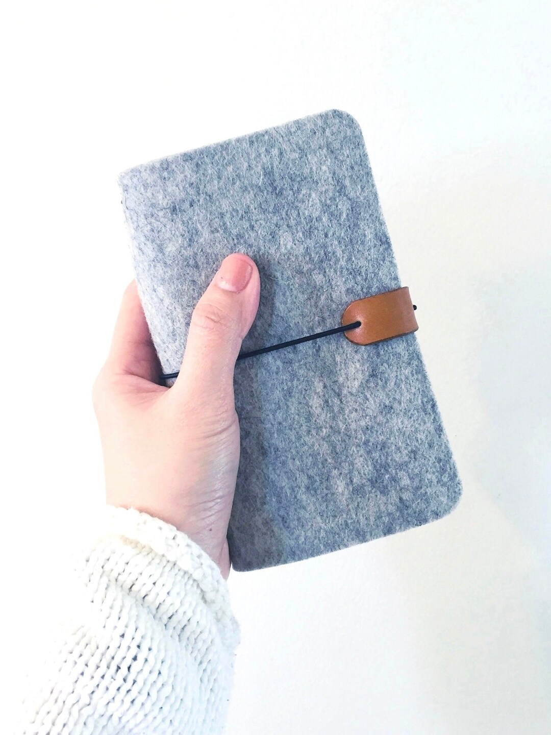 100% Merino Wool Felt Refillable Pocket Journal W/ Genuine 5oz Leather ...