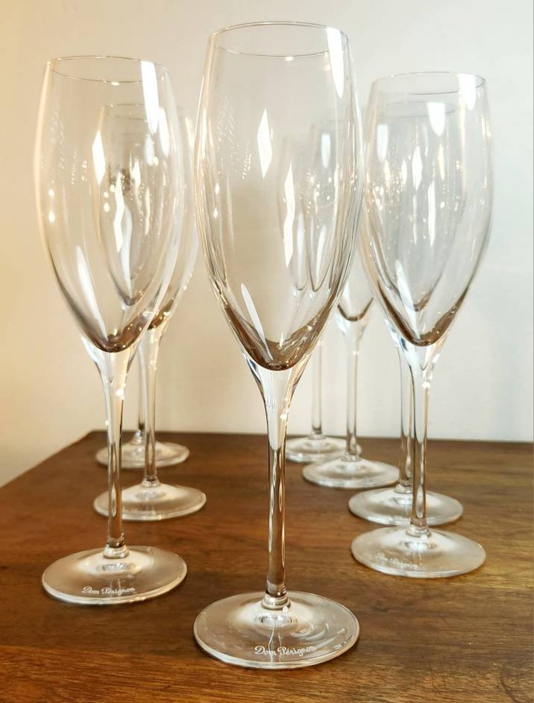 Dom Perignon 1990s Vintage Crystal Logo Champagne Glasses - Set of 8 ...
