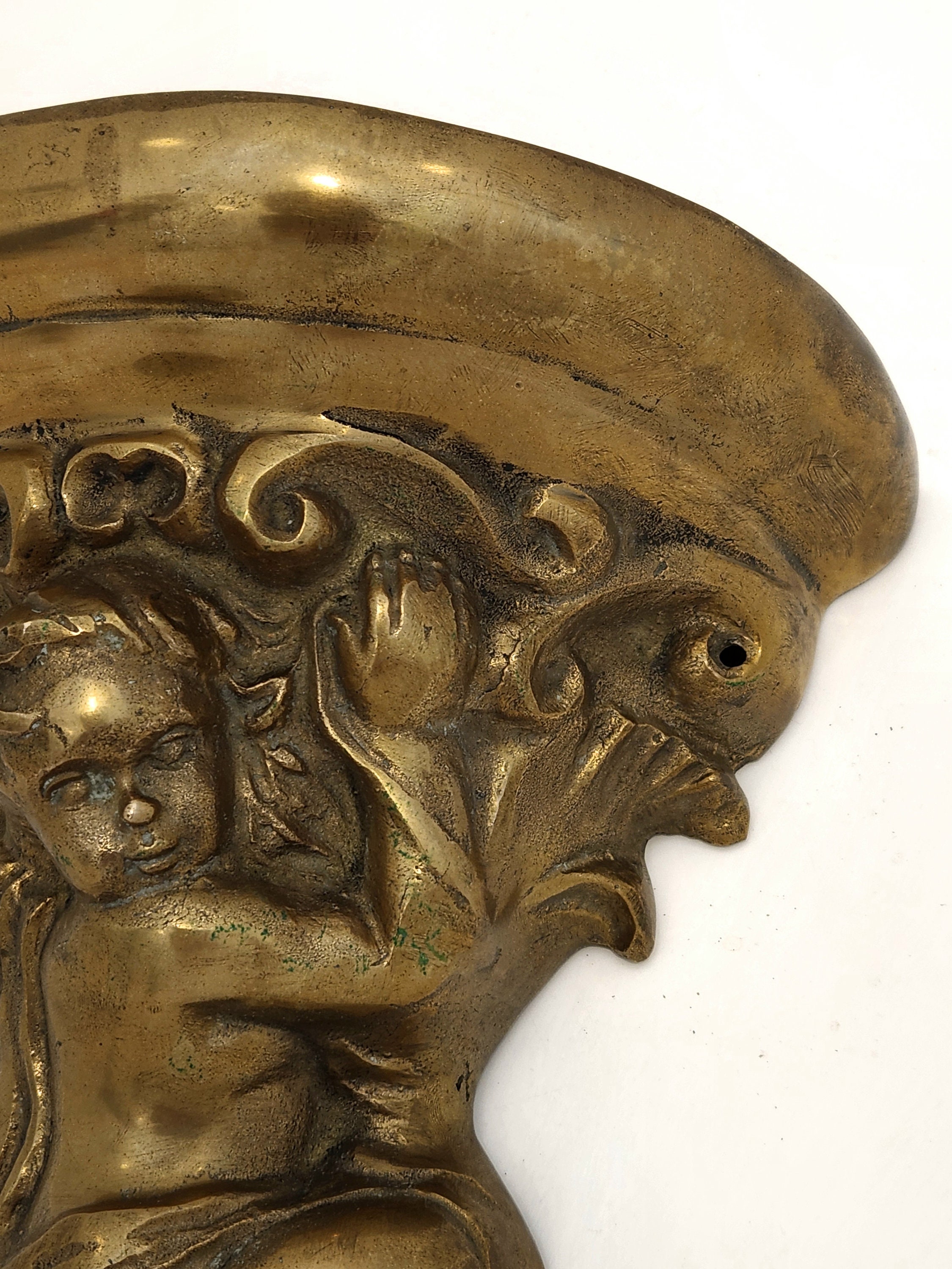 Antique Sculptural Baroque Solid Brass Cherub Sconce With Beautiful ...