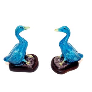 Antique Chinese Export Turquoise Blue Porcelain Figural Ducks - A Pair ...