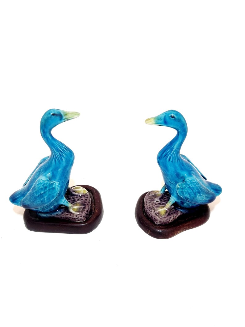 Antique Chinese Export Turquoise Blue Porcelain Figural Ducks - A Pair ...