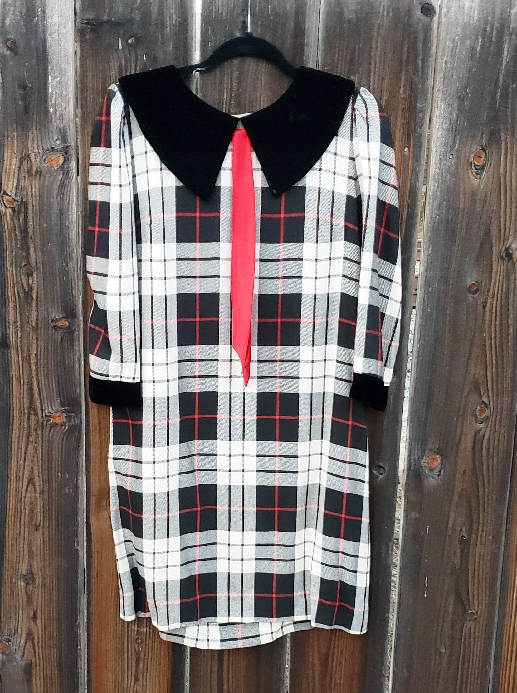 1960s Lanz of Salzburg True Vintage Black, White, and Red Plaid Dress ...