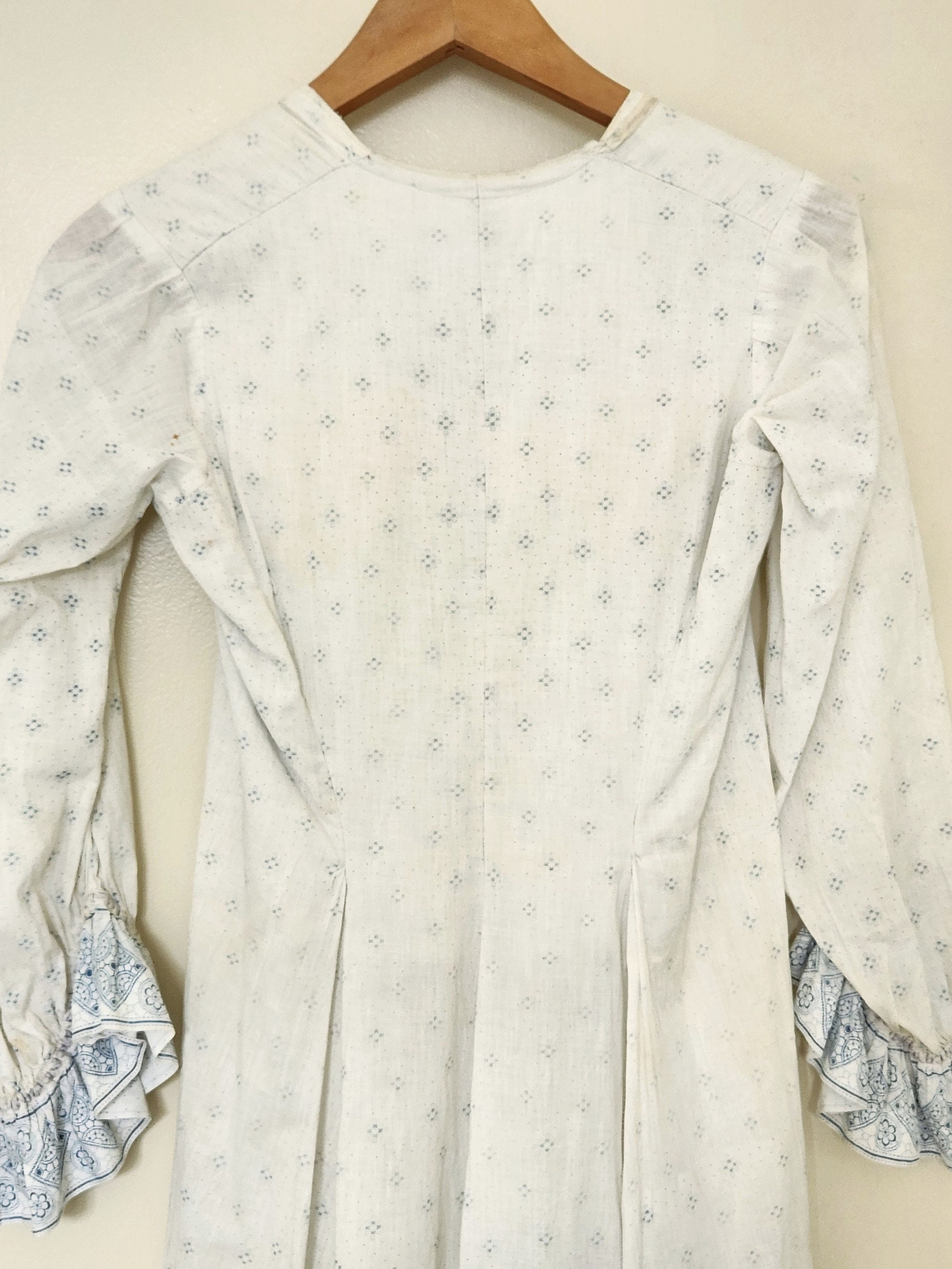 Antique Victorian French Handmade Cotton Wrapper With Ruffled Sleeves ...