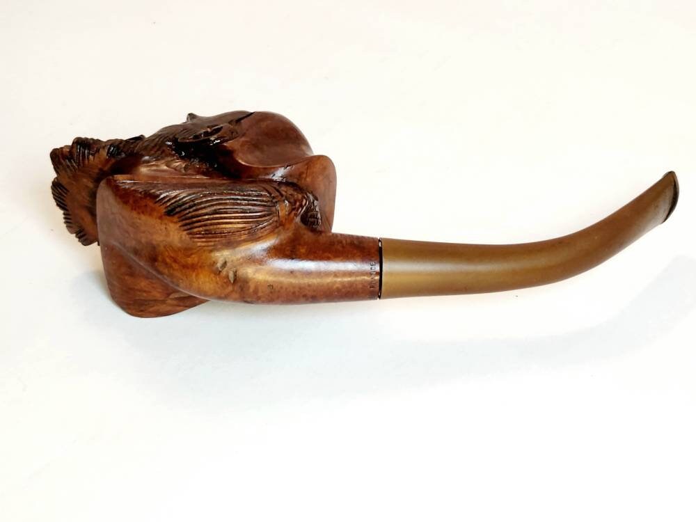 Exceptional Vintage Handcarved Algerian Briar Wood Pipe of Man's Head. Beautiful Burl, Excellent ...