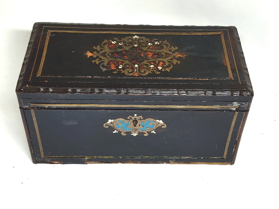 French 1800s Napoleon Lll Ebonized Antique Box With Boulle Inlay - Etsy