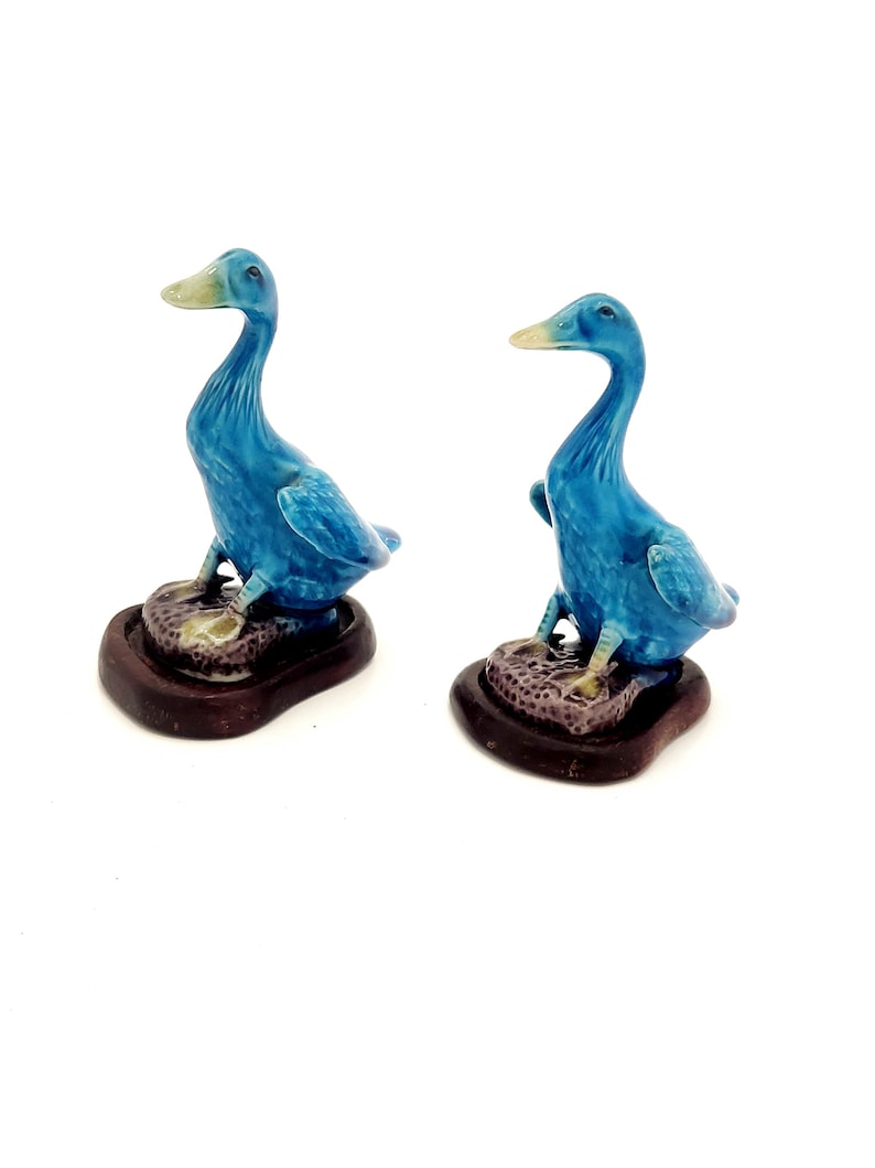 Antique Chinese Export Turquoise Blue Porcelain Figural Ducks - A Pair ...