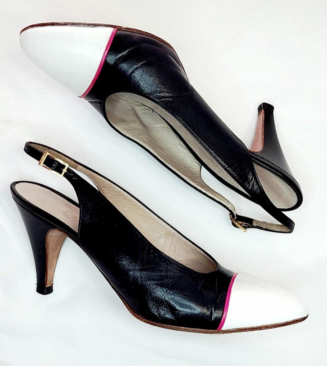 Vintage Chanel Two-tone Spectator Slingback Pumps. - Etsy