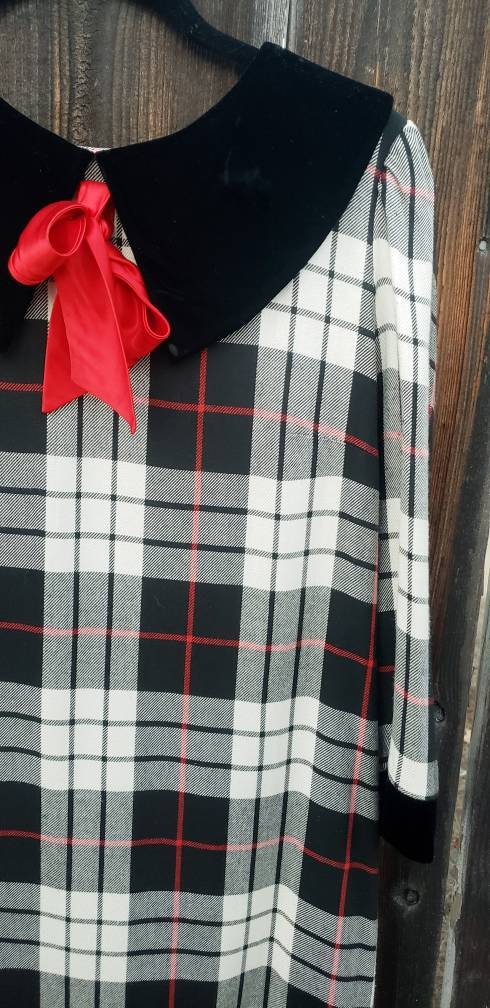 1960s Lanz of Salzburg True Vintage Black, White, and Red Plaid Dress ...