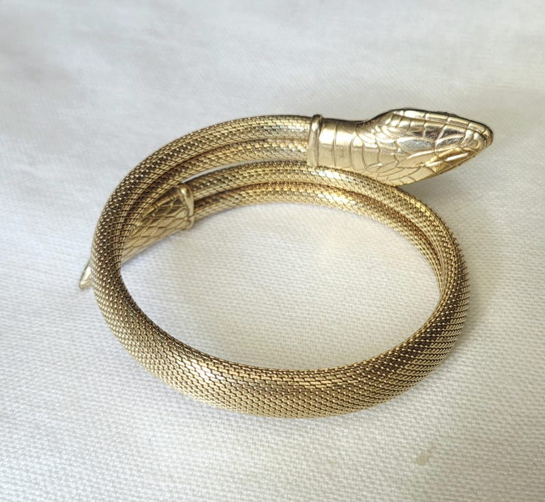 1930s Art Deco Rolled Gold Snake Necklace Bracelet Set, Ruby Red Jewel ...