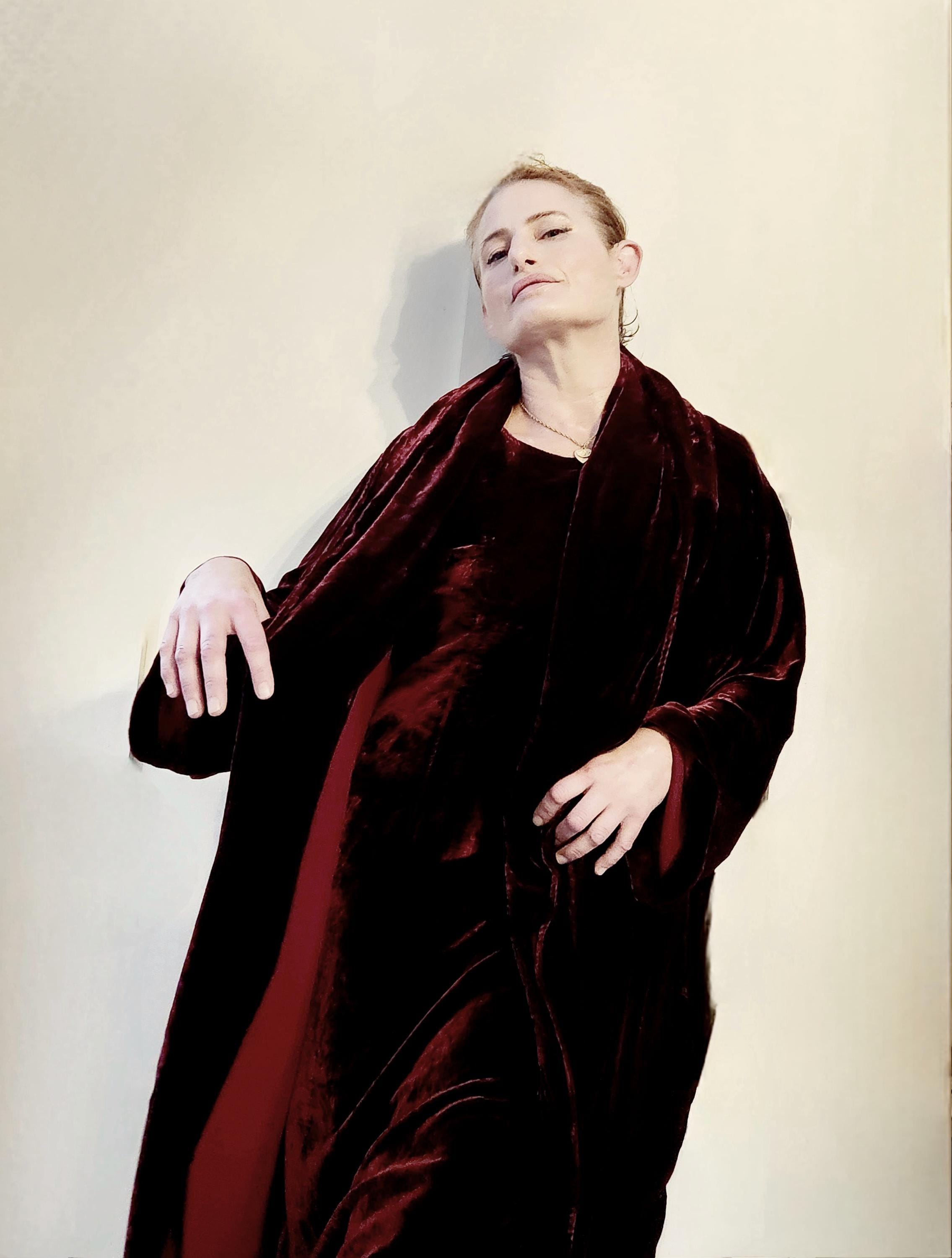 Vintage Silk Velvet Citron Santa Monica Collection Opera Coat and Dress ...