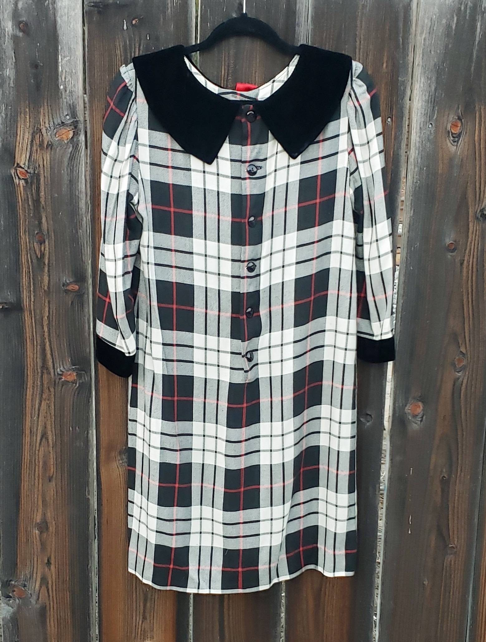 1960s Lanz of Salzburg True Vintage Black, White, and Red Plaid Dress ...
