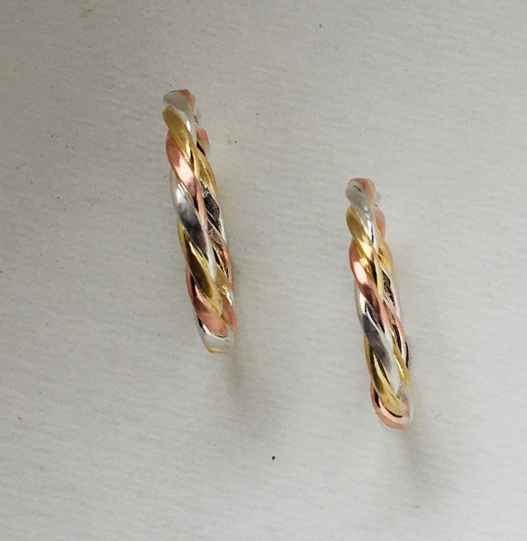 22K Gold, Fine Silver (99.9) and Pure Copper (99.9) Three Metal Braided ...