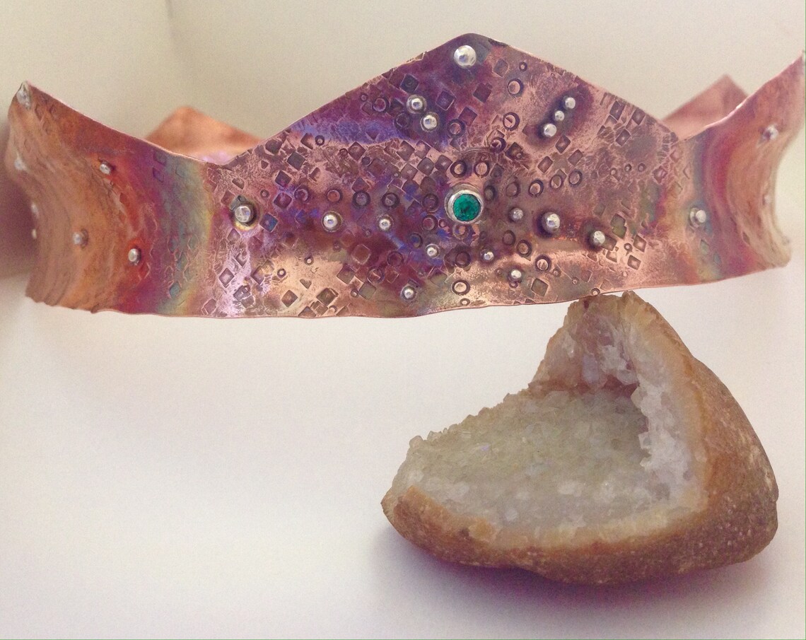 Handcrafted Textured Copper Crown With Sterling Silver - Etsy