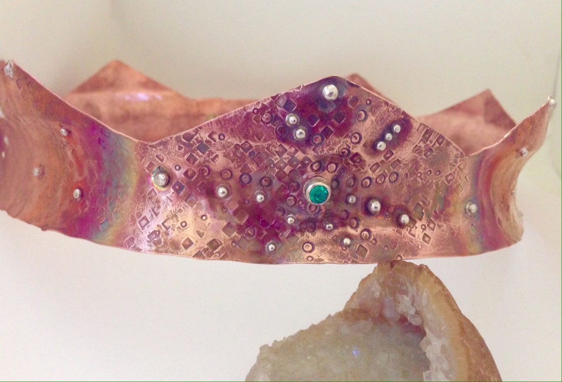 Handcrafted Textured Copper Crown With Sterling Silver - Etsy