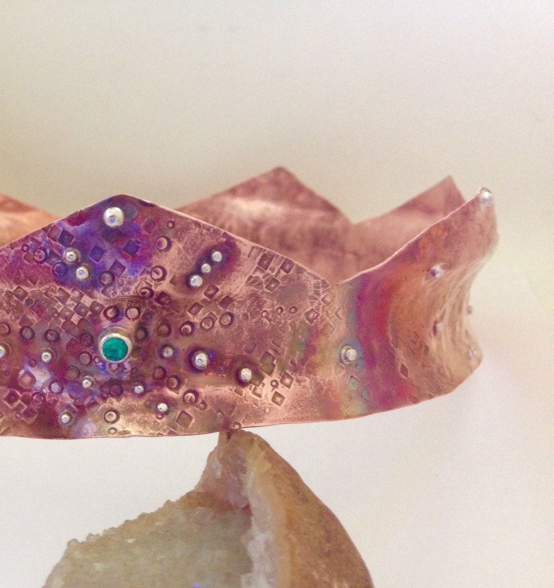 Handcrafted Textured Copper Crown With Sterling Silver - Etsy