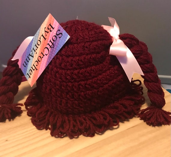 Cabbage Patch Hat Wig Baby Hat Beanie Baby Photo Prop Yarn Costume Dress Up Braided Pig Tails Cabbage Patch Doll Halloween Costume Etsy Canada