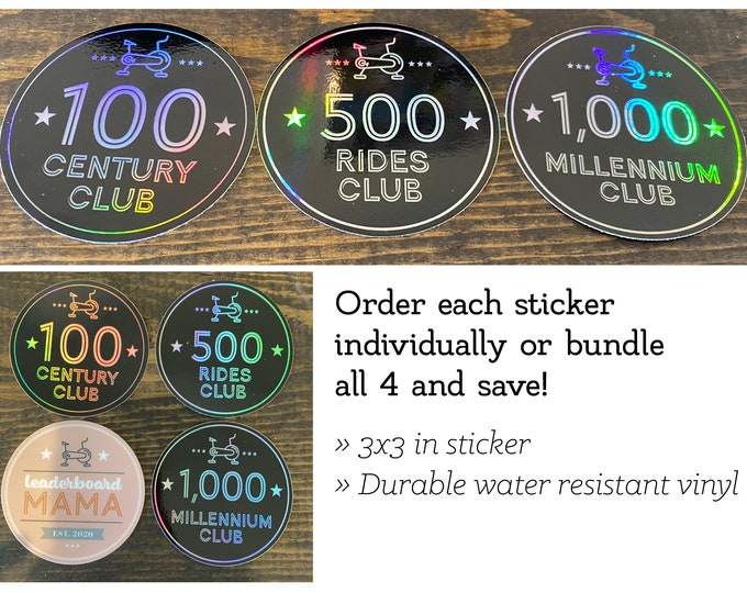 100 Rides Club Sticker | Milestone Sticker for Bike Rider Century Club ...