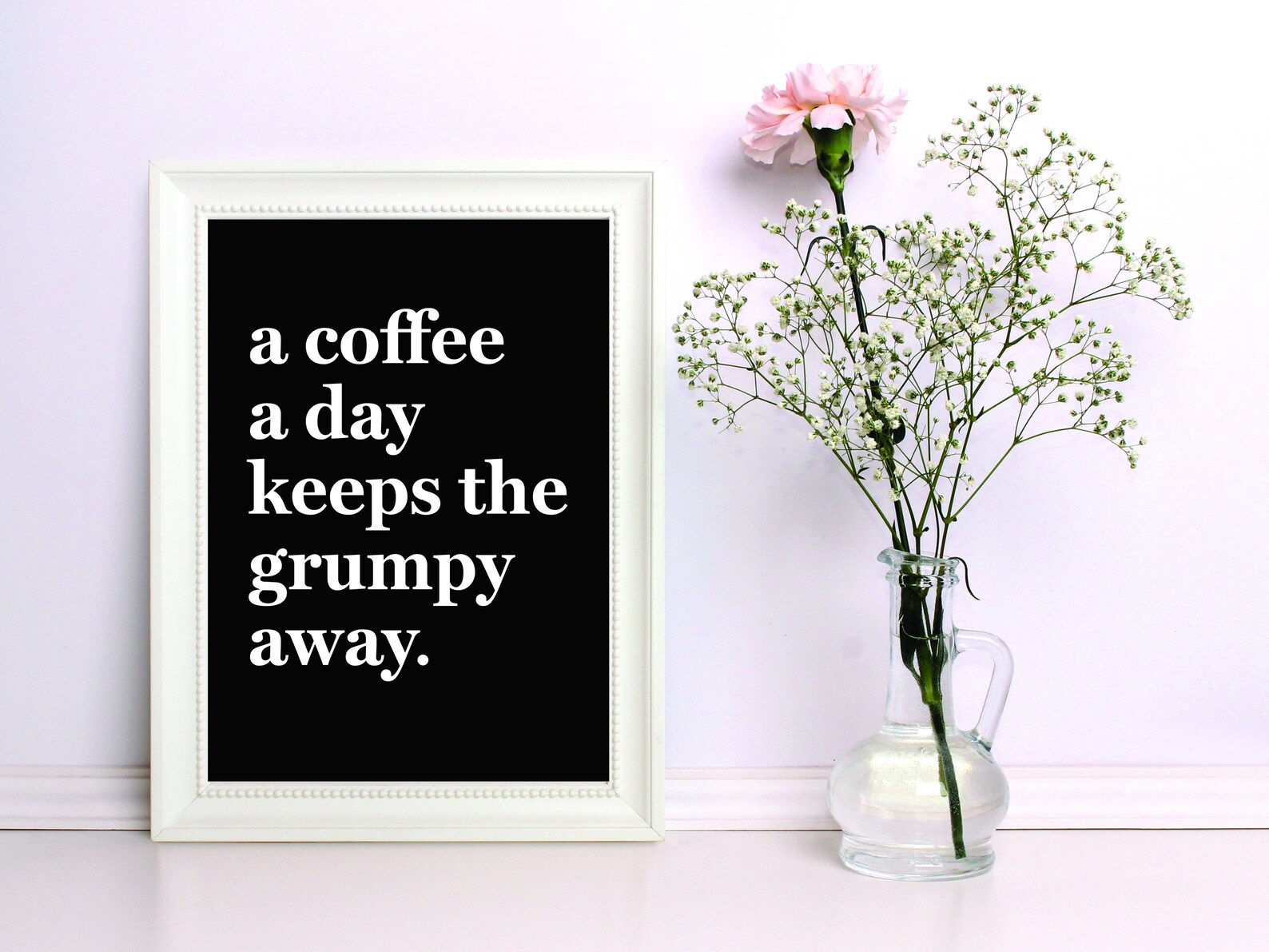 Funny Coffee Art Print A Coffee a Day Keeps the Grumpy Away - Etsy