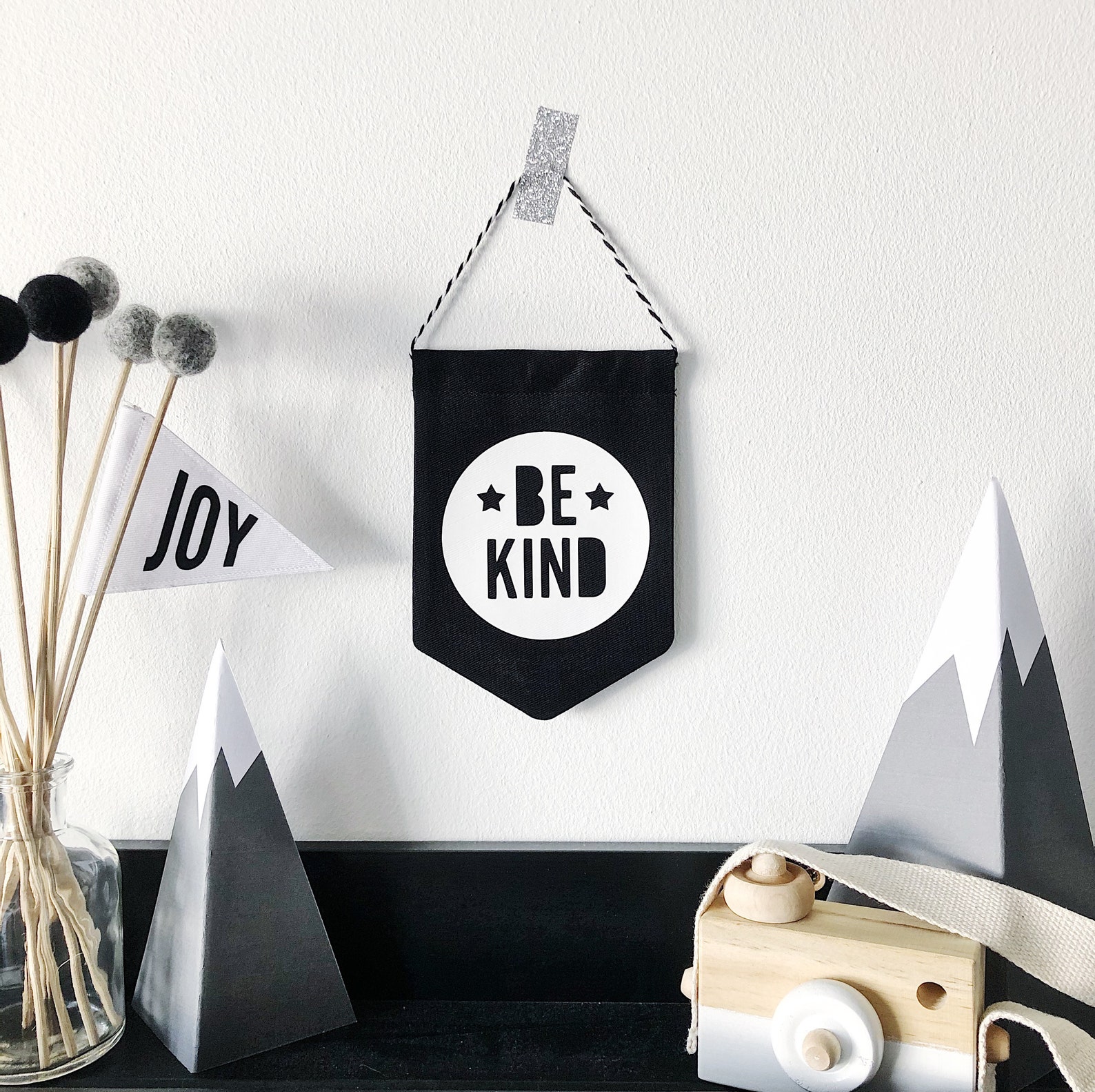 Be Kind Handmade Fabric Flag Monochrome Hanging Wall Banner - Etsy