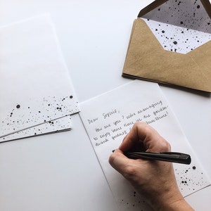 Monochrome Paint Splatter Letter Writing Set - Etsy