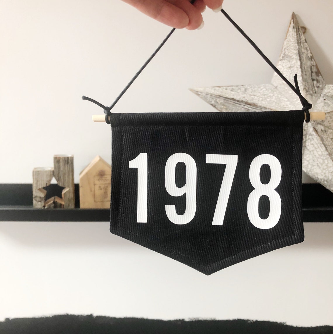 Personalised Handmade Fabric Date Banner Monochrome Banner | Etsy