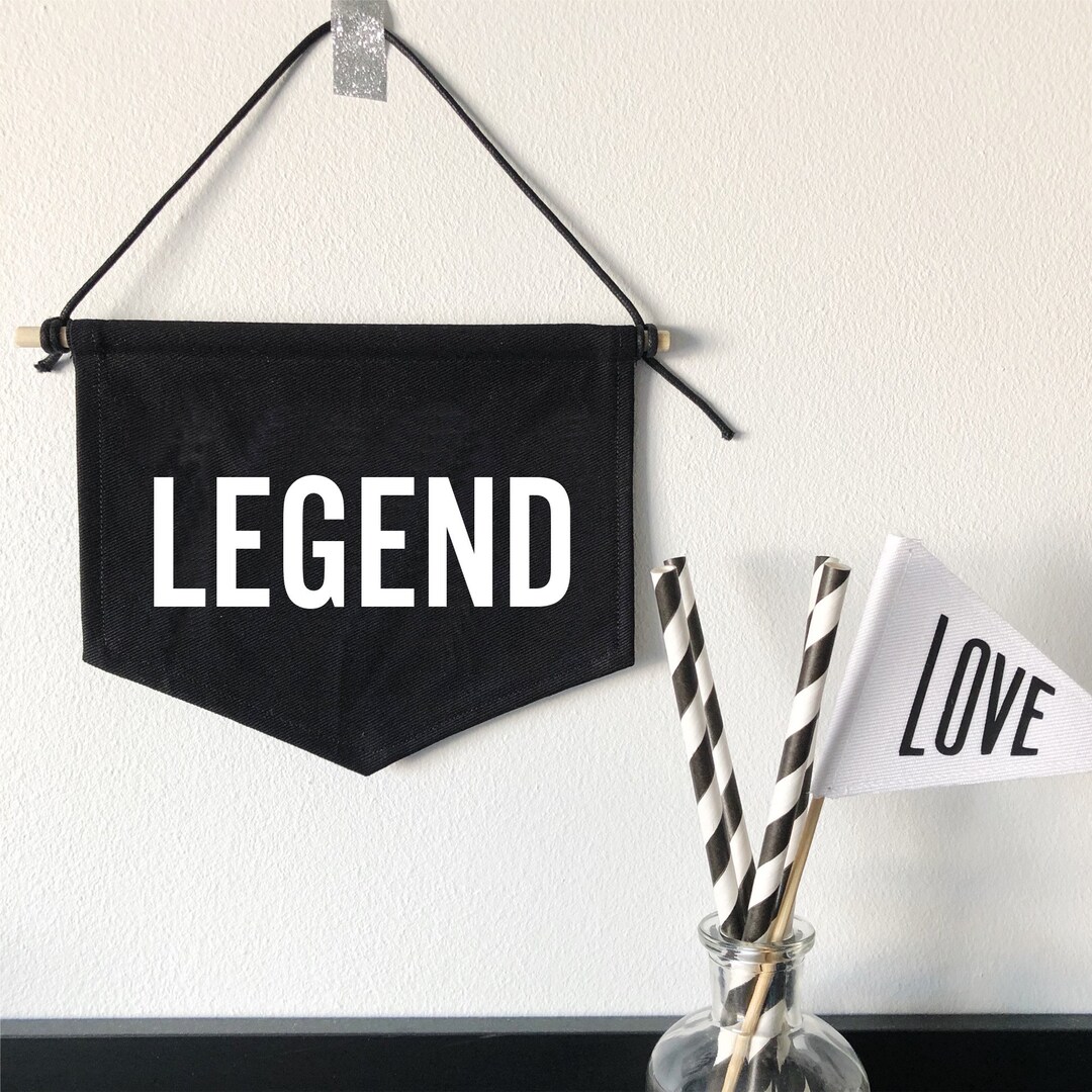 Legend Handmade Fabric Banner, Monochrome Banner, Monochrome Hanging ...
