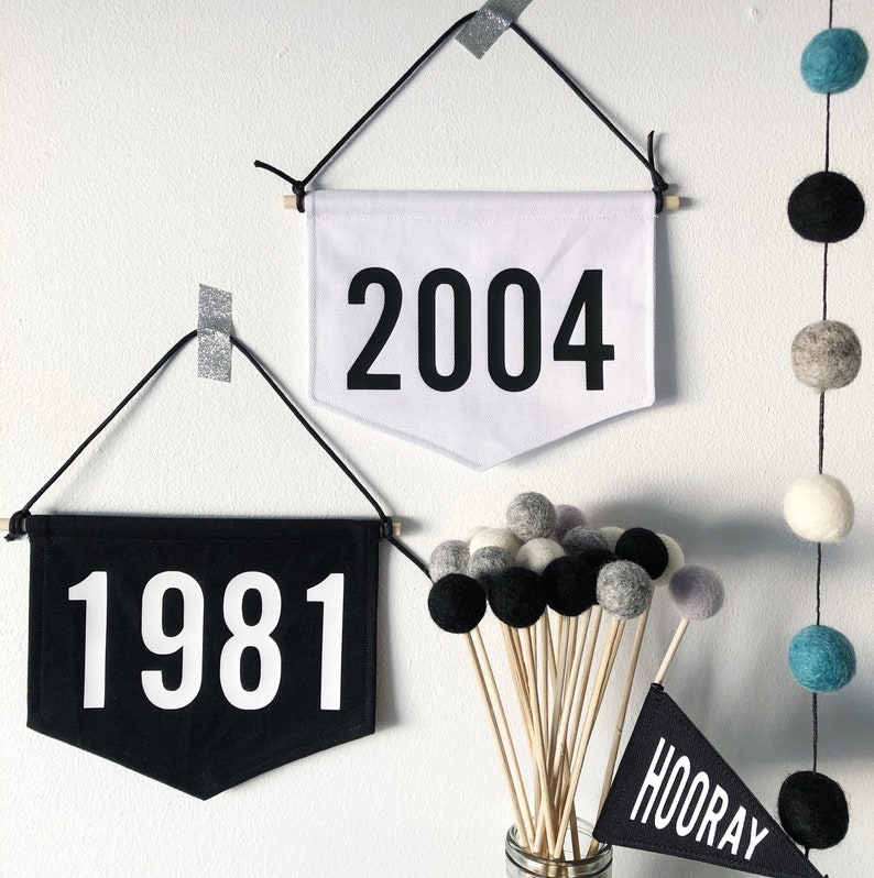 Personalised Handmade Fabric Date Banner Monochrome Banner - Etsy UK